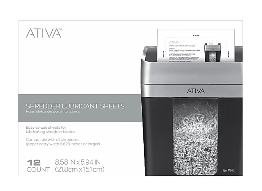 Ativa Shredder Lubricant Sheets